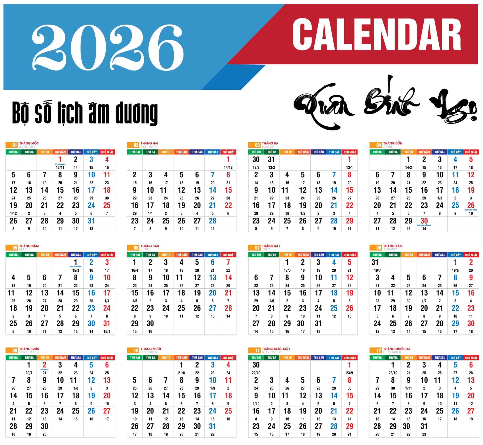 FILE VECTOR BỘ SỐ LỊCH ÂM DƯƠNG 2026 - THIẾT KẾ IN ẤN OENIX